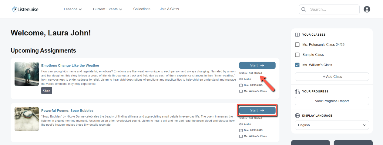 How do I complete an assignment from my teacher? – Listenwise Support ...