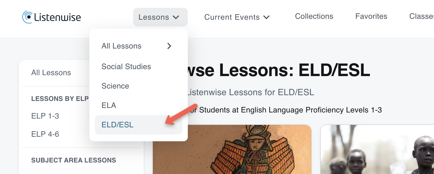 How to find an ELD lesson – Listenwise Support Center